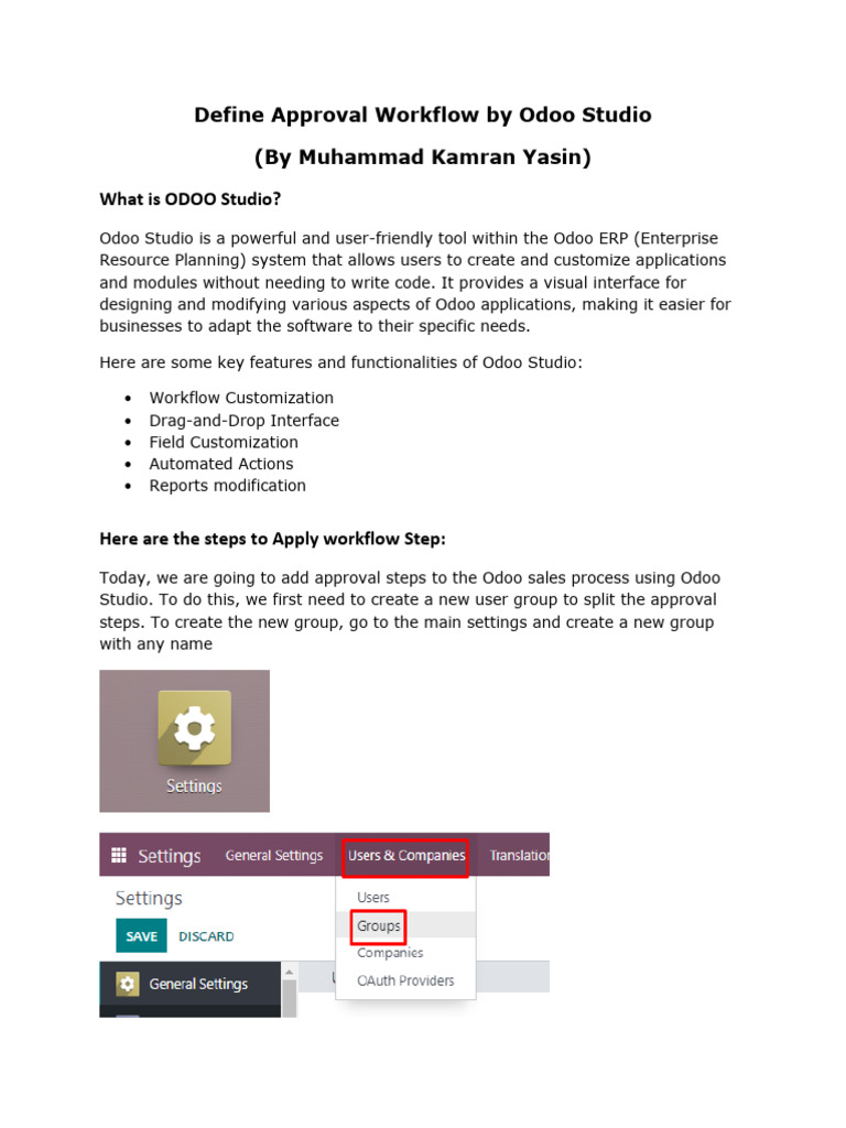 Odoo Studio Approval Workflow Guide | PDF | Enterprise Resource Planning | Computer Science