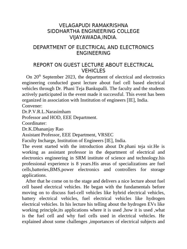 Guest Lecture on Fuel Cell EVs at SEC | PDF