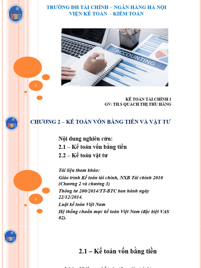 KTTC 1 - Chương 2 - KT VỐN BẰNG TIỀN & VẬT TƯ | PDF