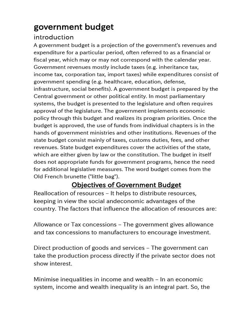 Government Budget | PDF | Government Budget | Government Budget Balance