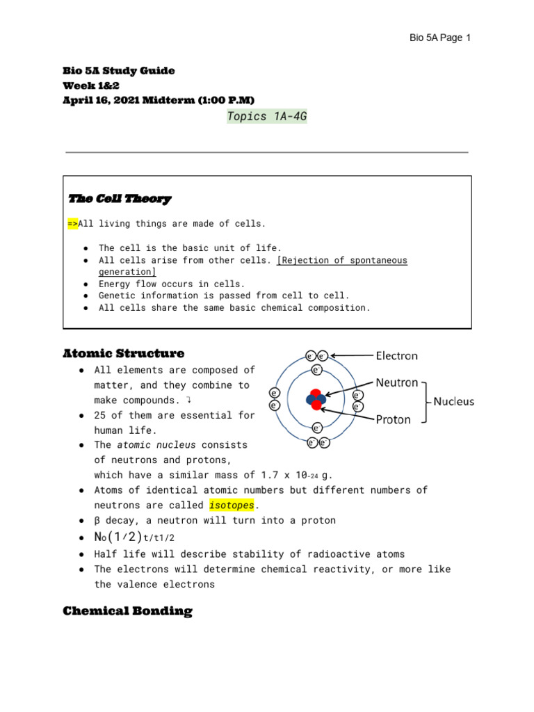 BIO 5A Study Guide | PDF | Cell Membrane | Lipid