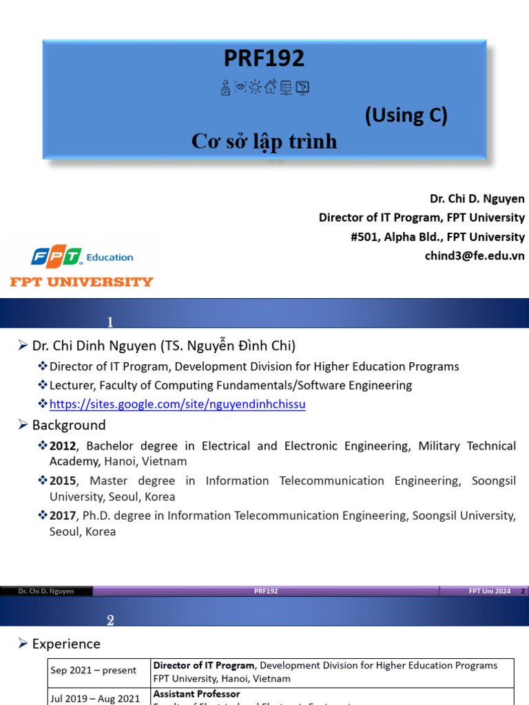 66d8931642d29053031f4faa 6639f1fc93bc9e0c0c7830c1 PRF192 CourseIntro 2024 | PDF | Computing ...