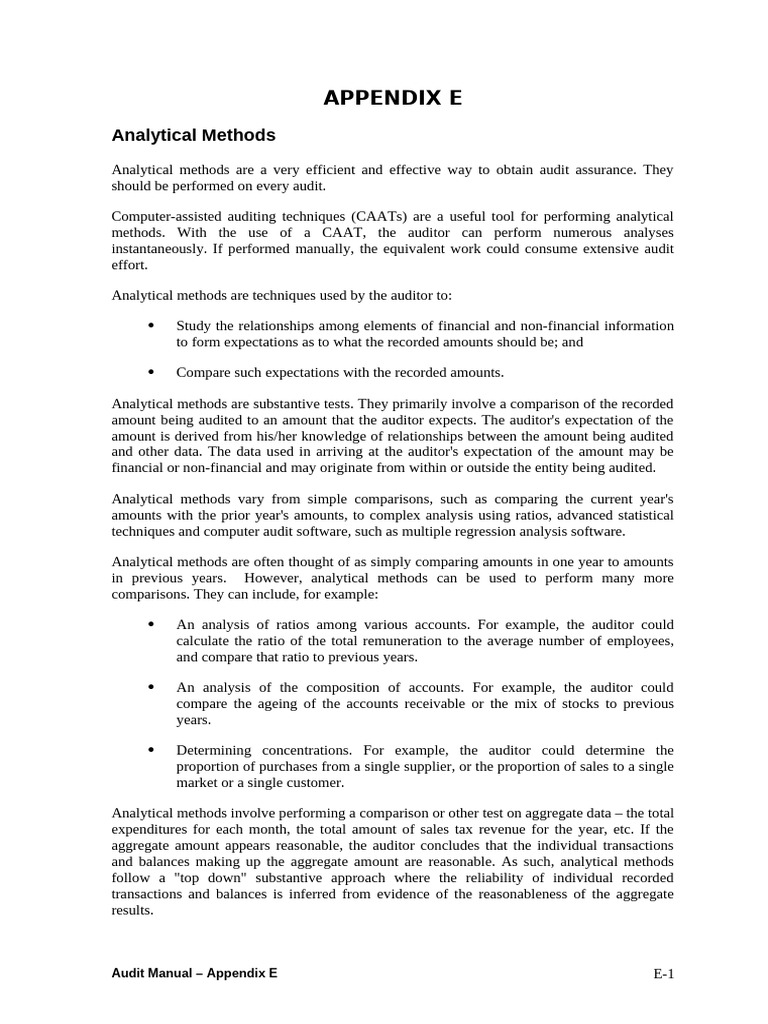 Appendix E Analytical Skills 070904 | PDF | Audit | Predictive Analytics