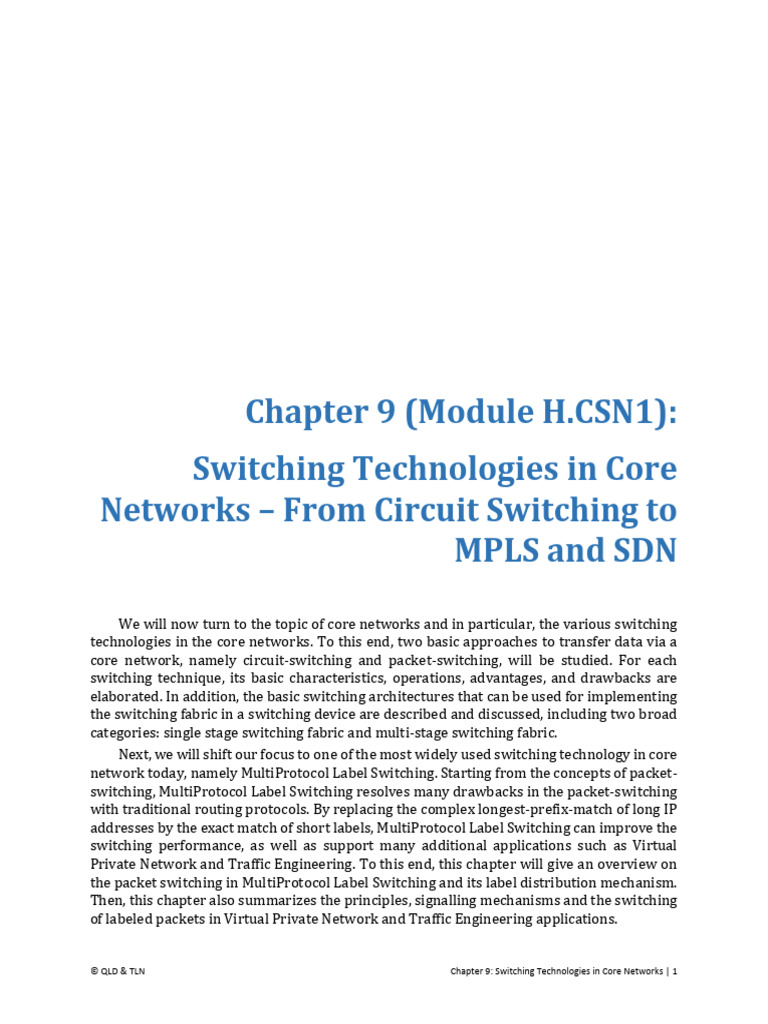 Core Network Switching Explained | PDF | Networking | Multiprotocol ...