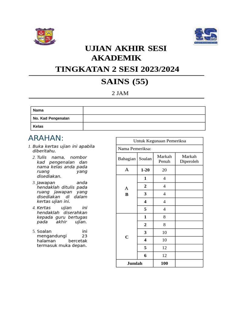 Sains f2 Uasa | PDF