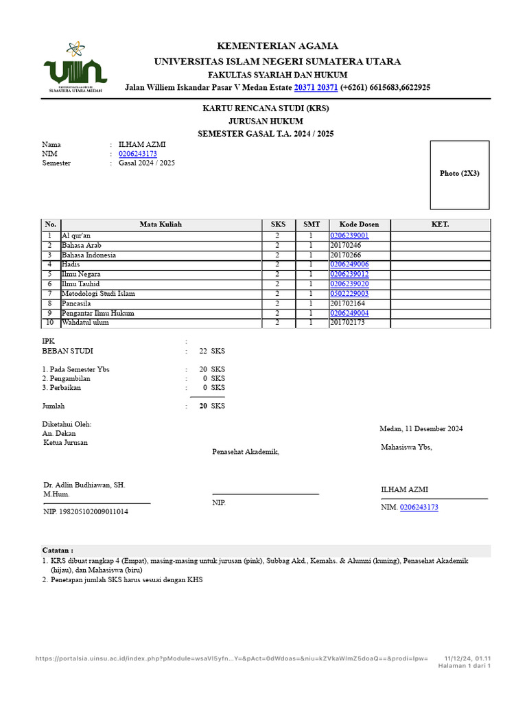 Cetak Kartu Rencana Studi | PDF