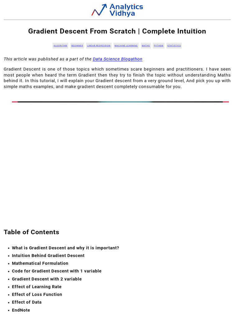 gradient-descent-from-scratch-complete-intuition | PDF | Gradient | Slope gradient-descent-from-scratch-complete-intuition | PDF | Gradient | Slope