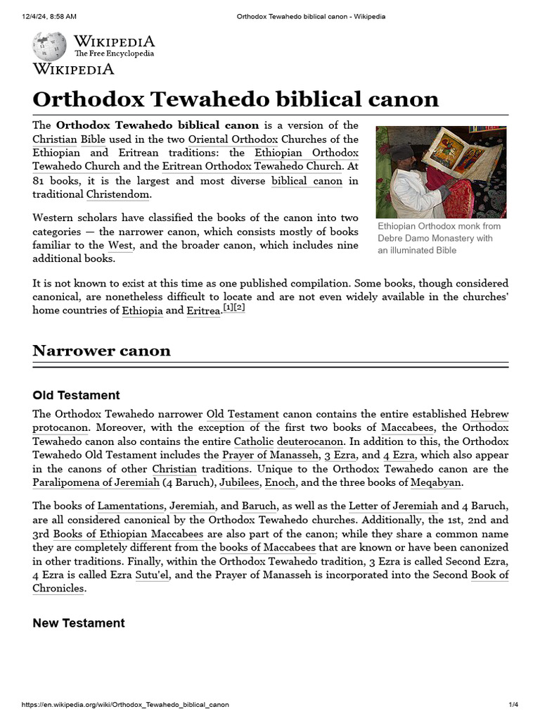 Orthodox Tewahedo biblical canon - Wikipedia | PDF | Biblical Canon ...