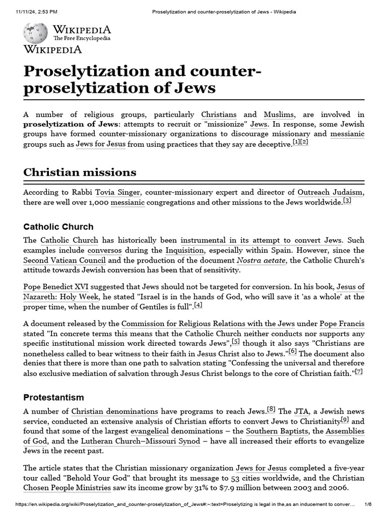 Proselytization and Counter-Proselytization of Jews - Wikipedia | PDF ...