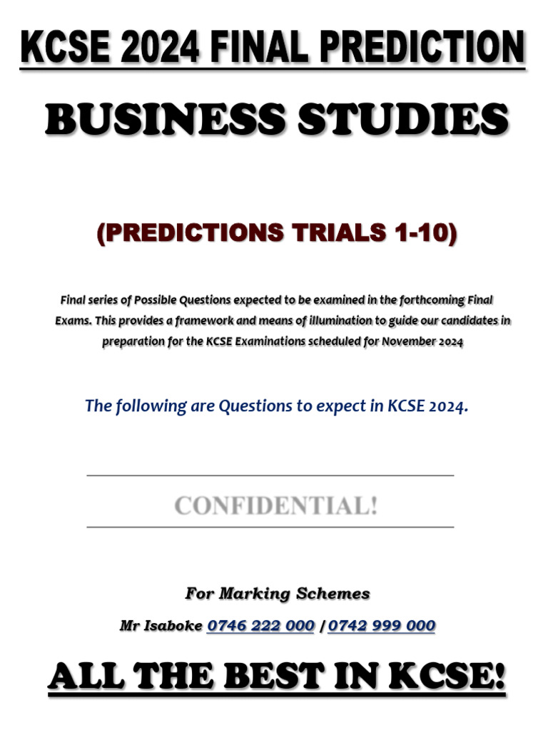 Kcse 2024 Business Final Prediction | PDF | Taxes | Cheque