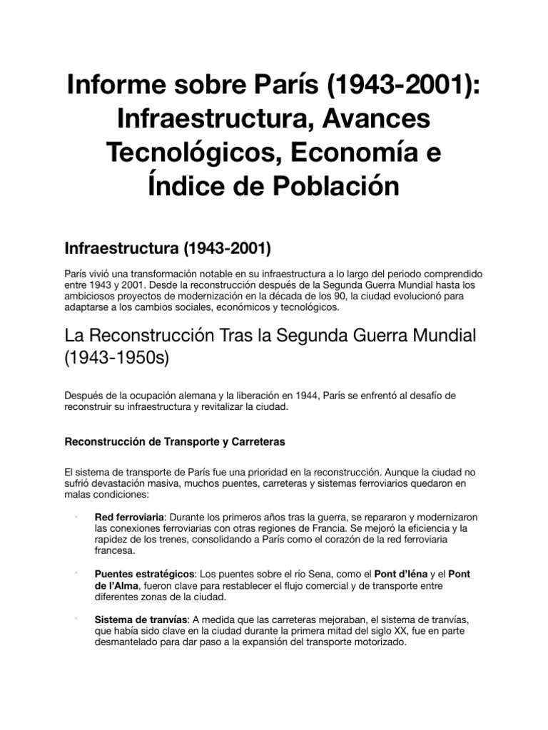 Informe Sobre Paris 1943 - 2001 | PDF | Suburbio | París