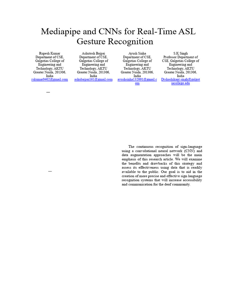 Real-Time ASL Recognition with CNNs | PDF | Artificial Neural Network ...