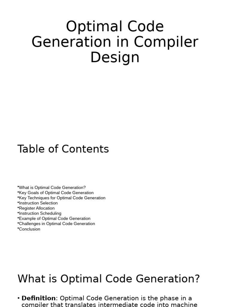 Optimal Code Generation In Compiler Design Pdf Computer Programming Computer Engineering
