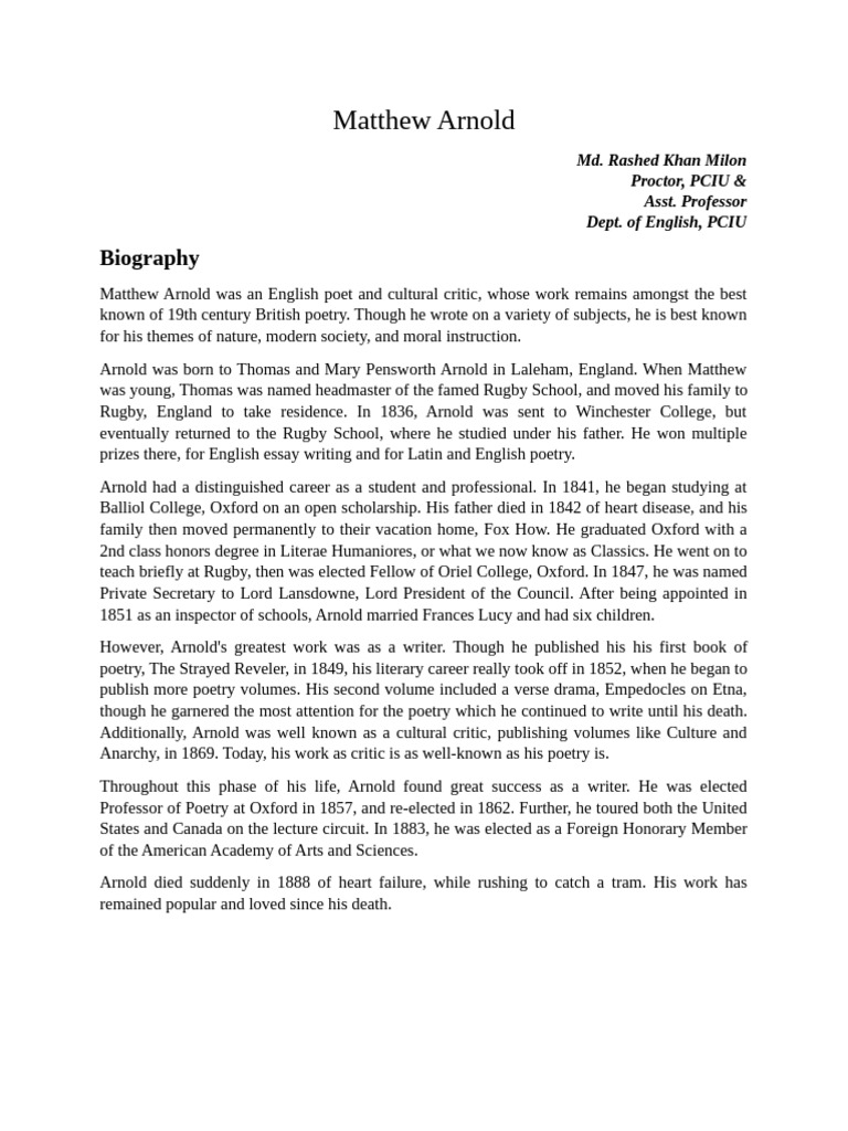 Matthew Arnold | PDF
