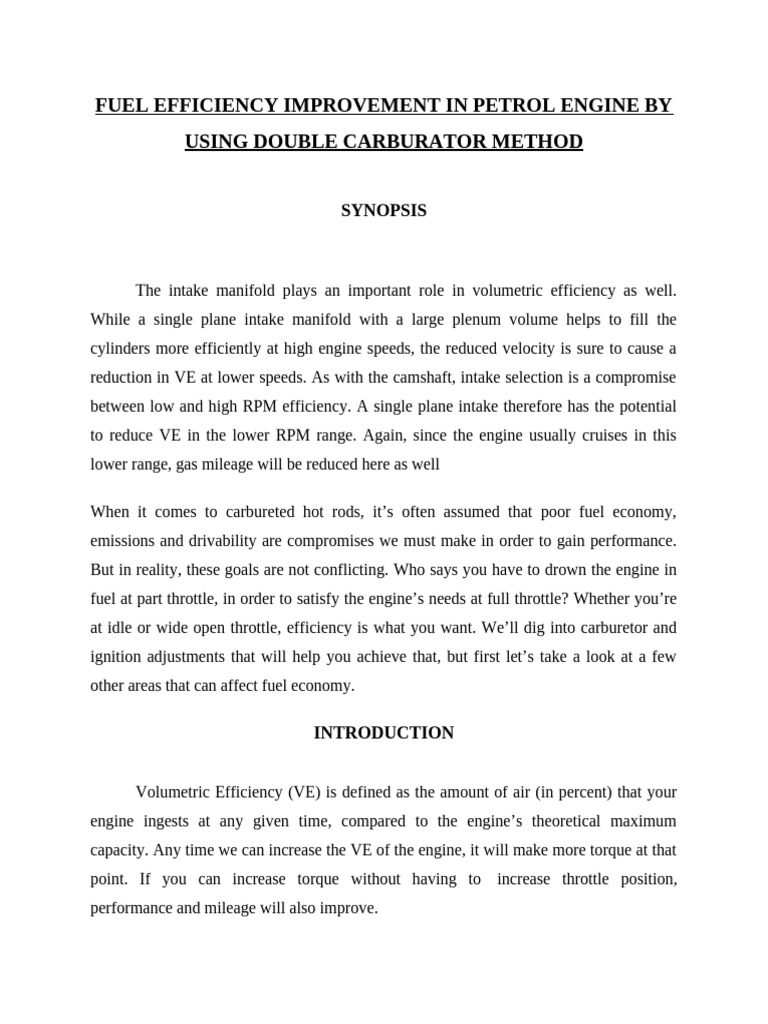 Double Carburetor Fuel Efficiency Boost Pdf Carburetor Throttle