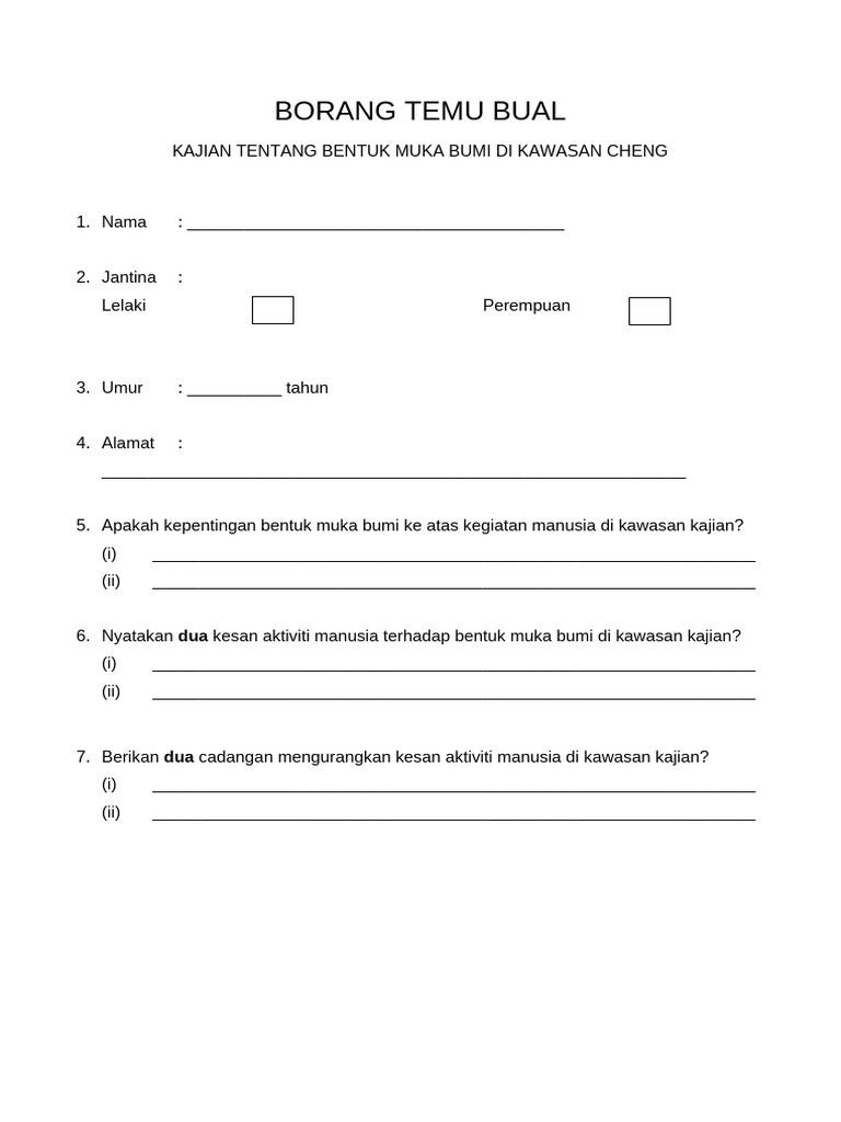 BORANG TEMU BUAL | PDF