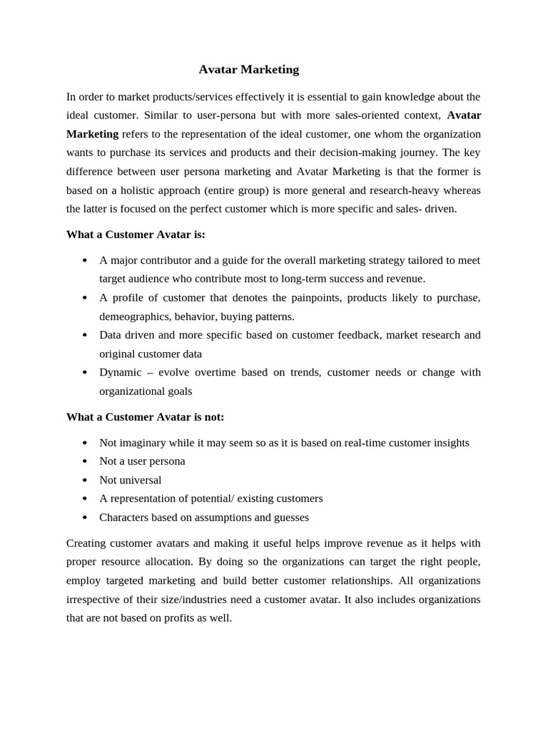 Avatar Marketing | PDF | Marketing | Simulation