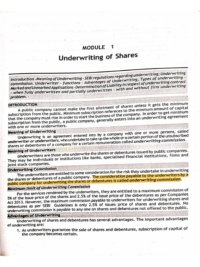 corporate accounting underwriting chapter | PDF