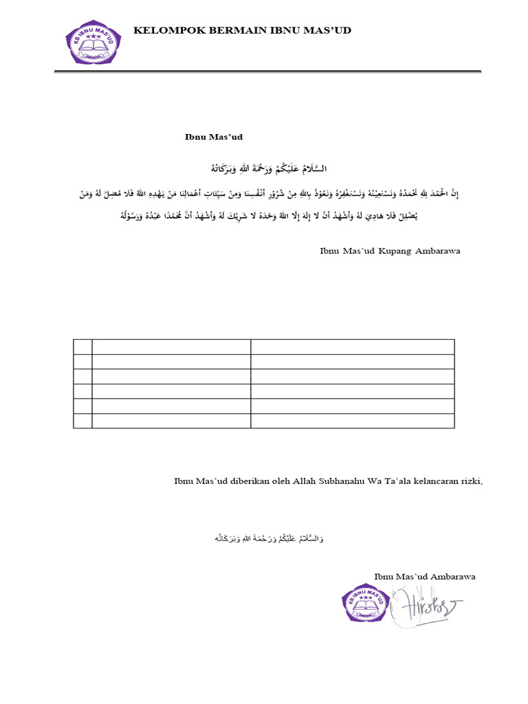 Syarat Pengambilan Rapot Semester 1 KB | PDF