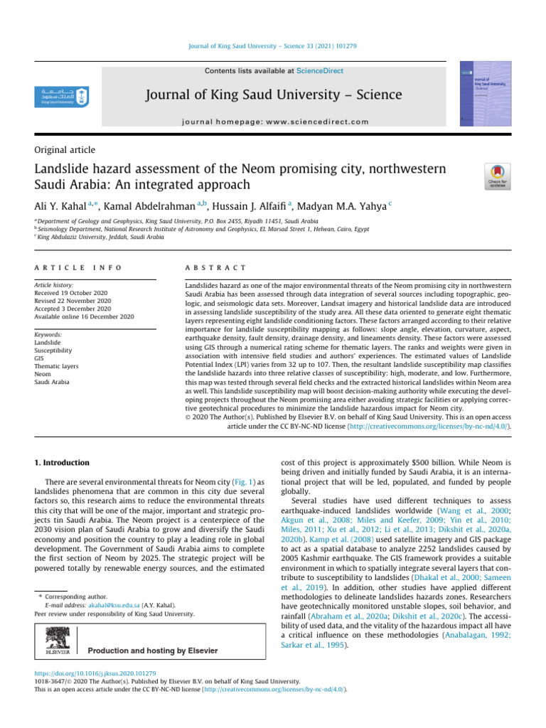 Landslide Hazard Assessment in Neom | PDF | Landslide | Earthquakes