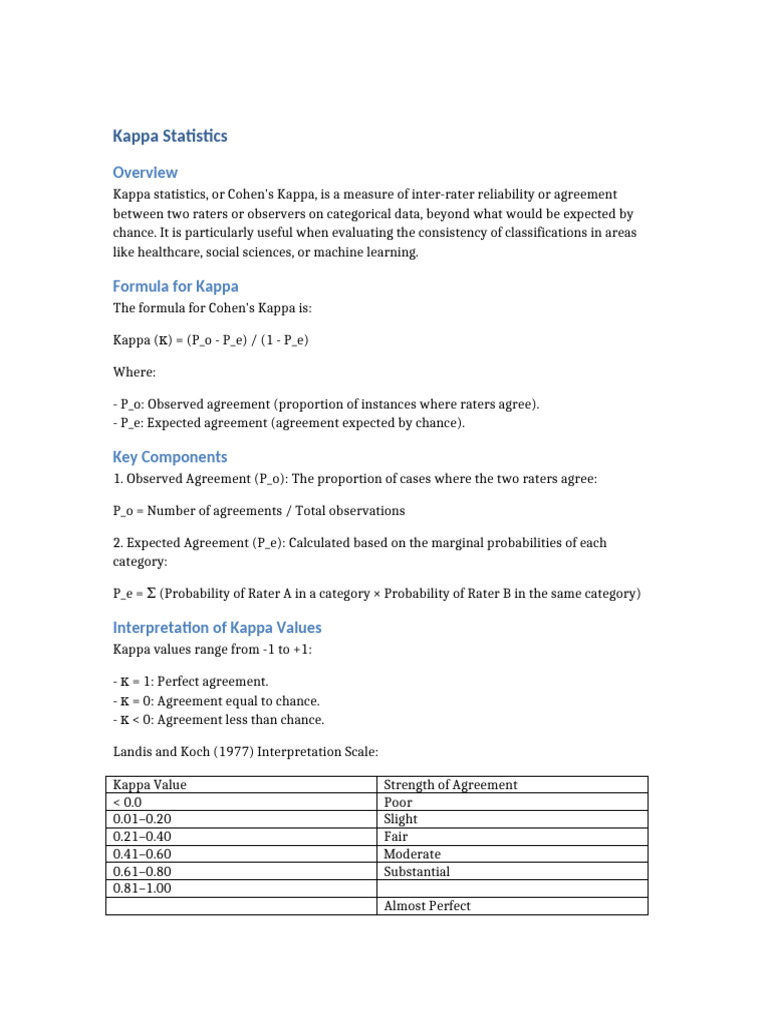 Kappa Statistics | PDF