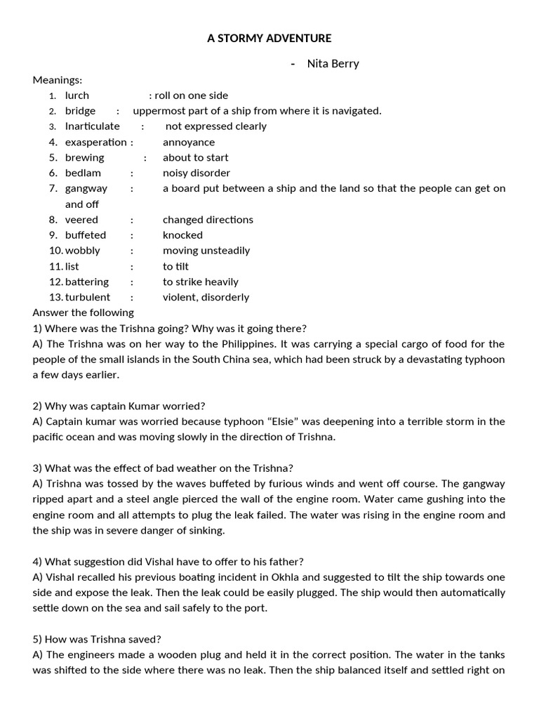 A STORMY ADVENTURE | PDF | Ships | Shipping