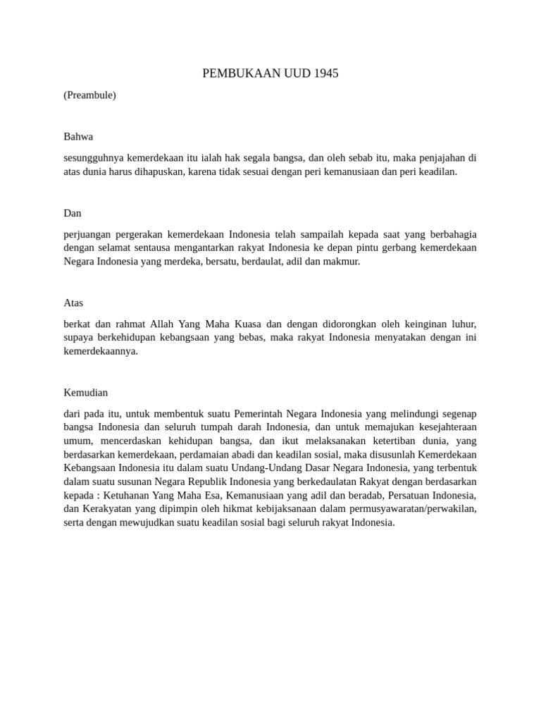 PEMBUKAAN UUD 1945 | PDF
