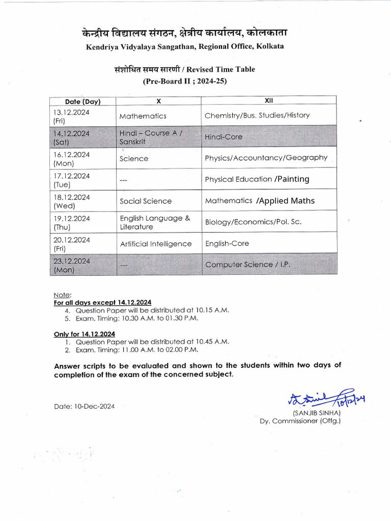 PB-2 Time Table-Revised | PDF