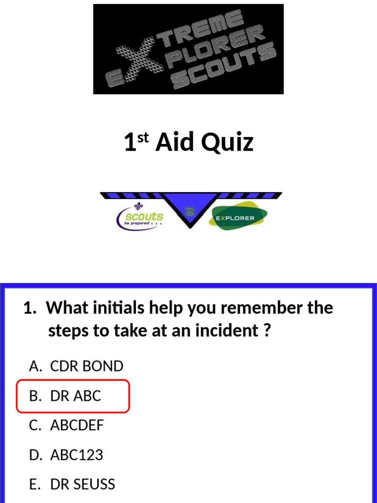 1st Aid Quiz | PDF | First Aid | Bleeding