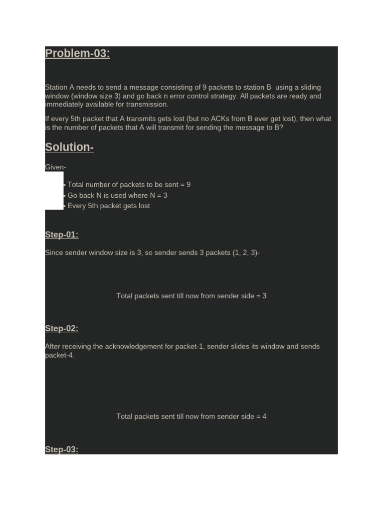 Go-Back N Example | PDF | Computer Standards | Telecommunications Standards