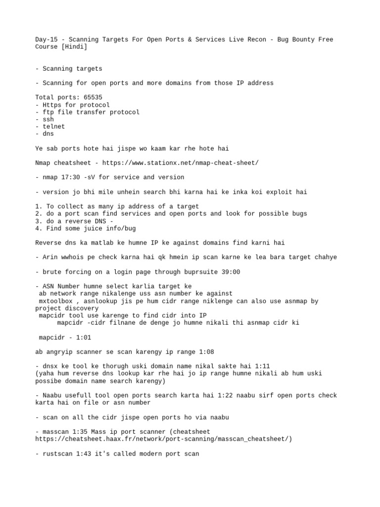 Day-15 - Scanning Targets For Open | PDF