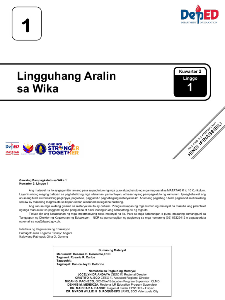 LE G1 Wika Q2 Wk1 FV | PDF