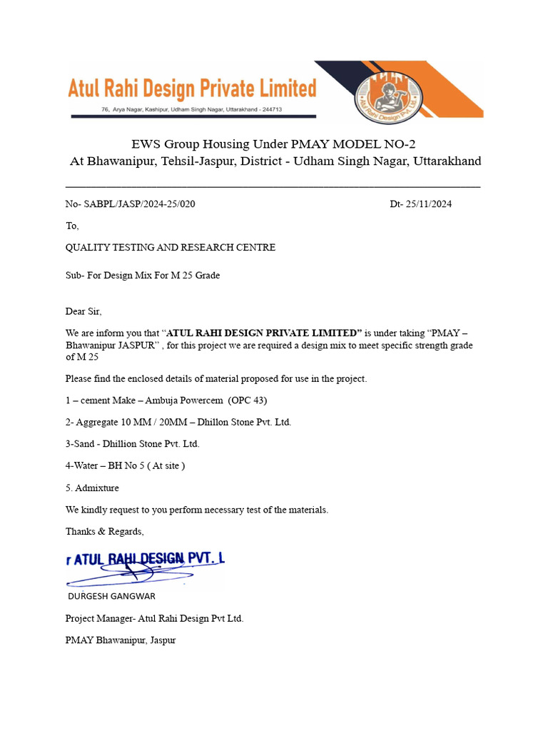 Design Mix M25 | PDF