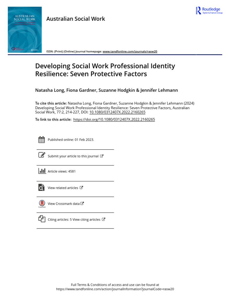 Developing Social Work Professional Identity Resilience Seven ...