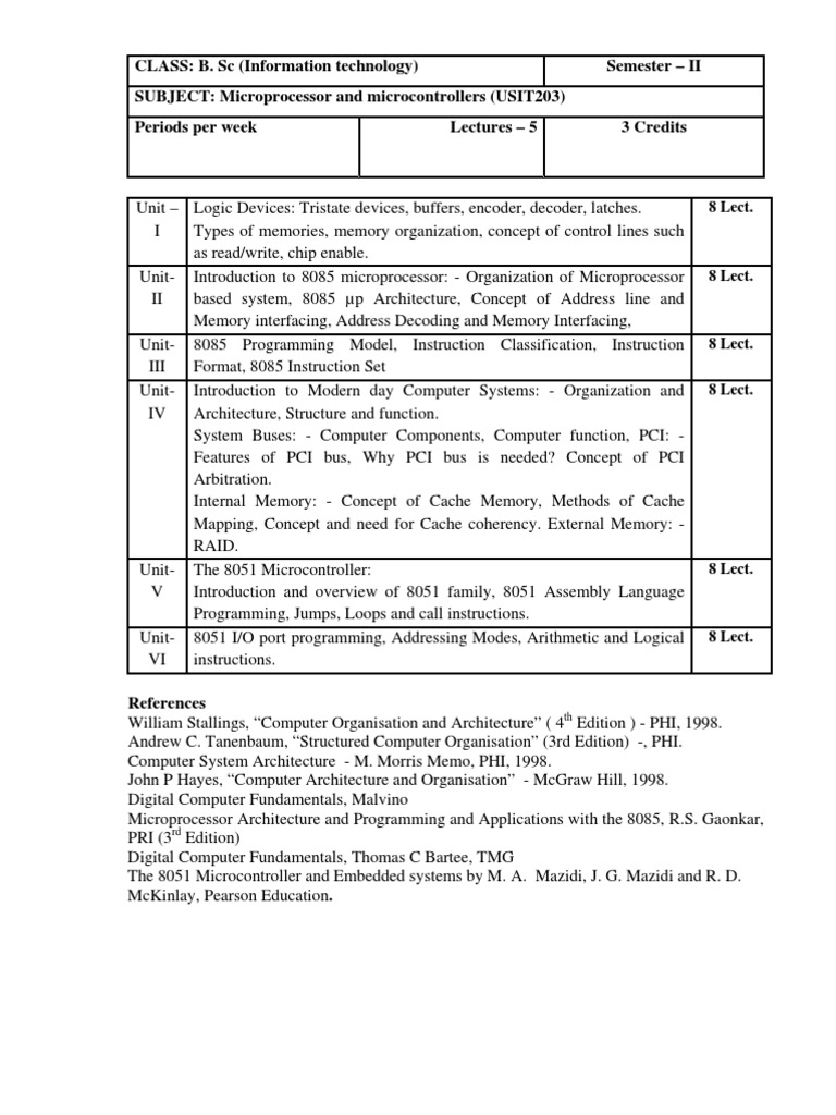 Microprocessors & Microcontrollers Course | PDF | Microcontroller | Instruction Set
