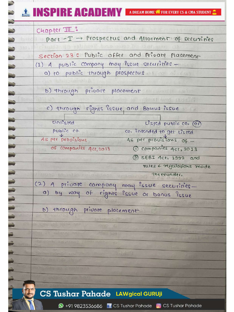 Prospectus Revision by CS Tushar Pahade D24 Exams | PDF