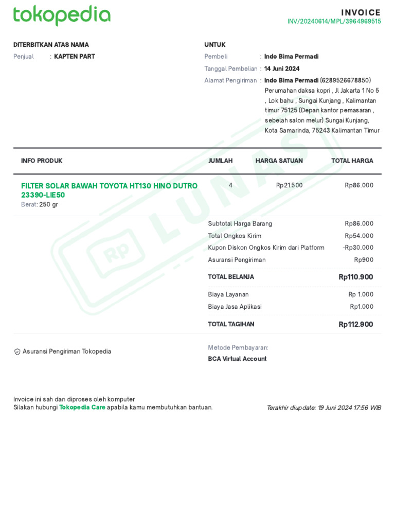 Invoice - Tokopedia | PDF