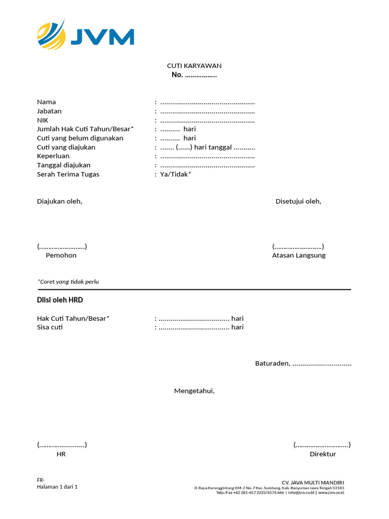FORMULIR CUTI | PDF