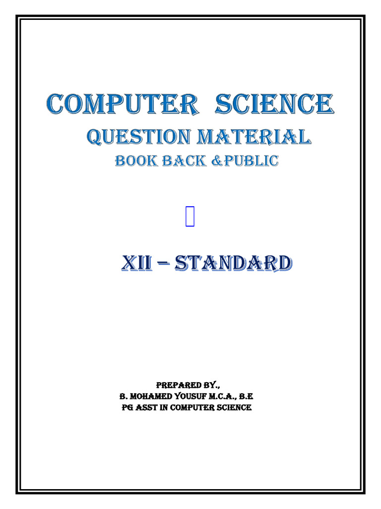 12th Computer Science Book Back Public Questions English Medium PDF ...