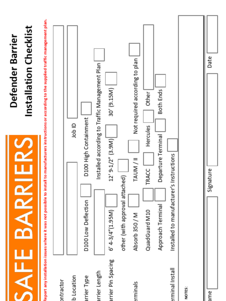 Defender Install Site Check Sheet V2 | PDF