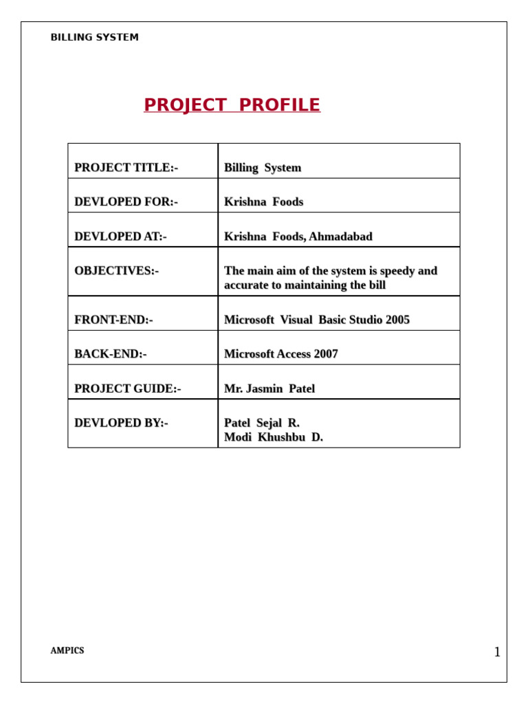 Billing System | PDF | Computing | Software Engineering