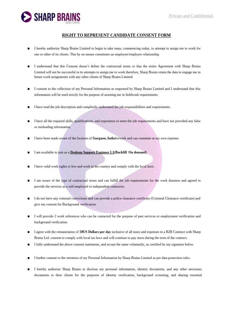 Candidate Consent Form - Abhishek Kushwaha | PDF | Non Disclosure ...
