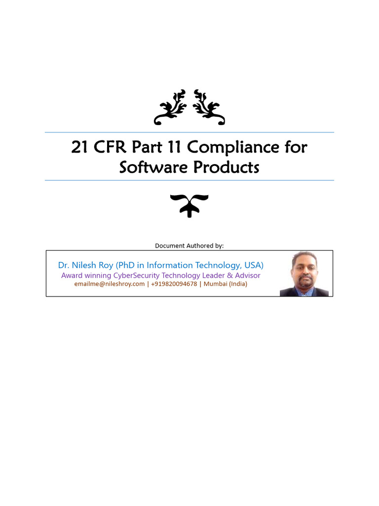 21 CFR Part 11 Compliance For Software Products | PDF | Verification ...