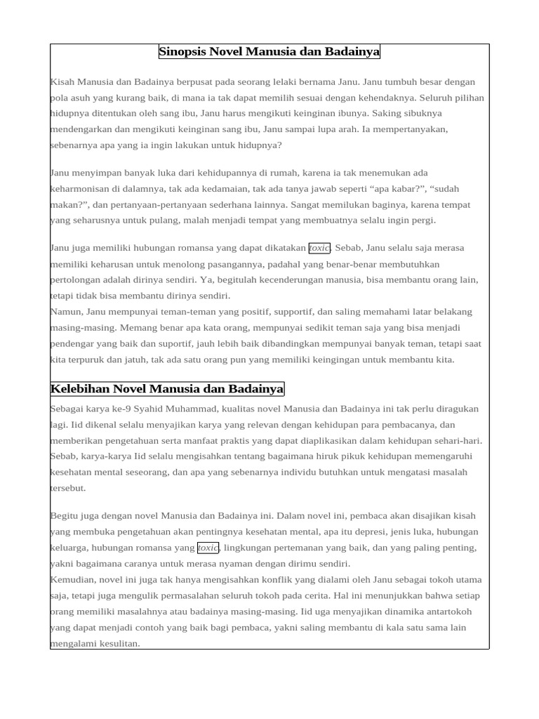Sinopsis Novel Manusia dan Badainya | PDF