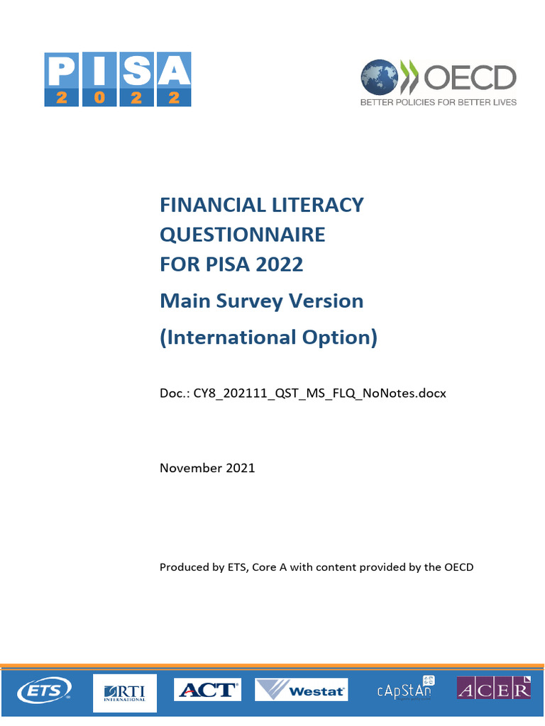 PISA 2022 Financial Literacy Questionnaire | PDF | Interest | Banks