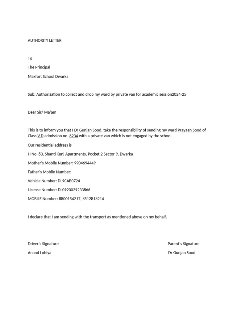 Authority Letter | PDF
