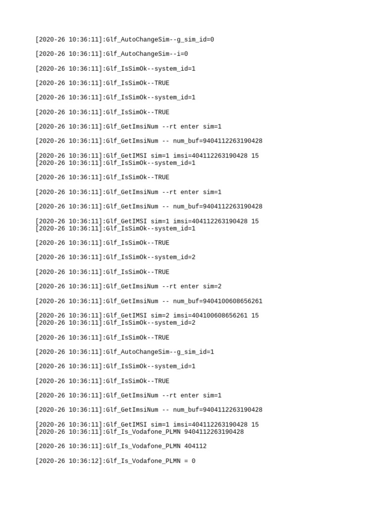 SIM Status and IMSI Retrieval Logs | PDF