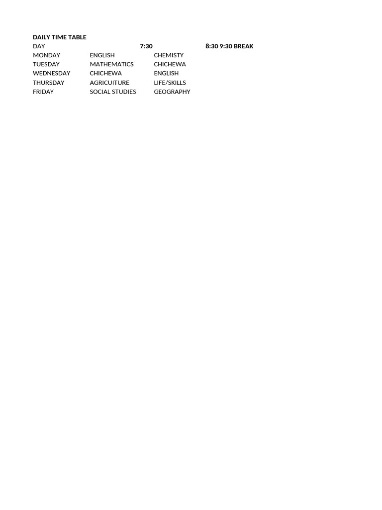 Time Table | PDF