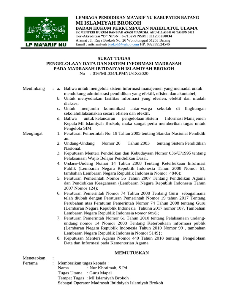 Surat Tugas Sim | PDF