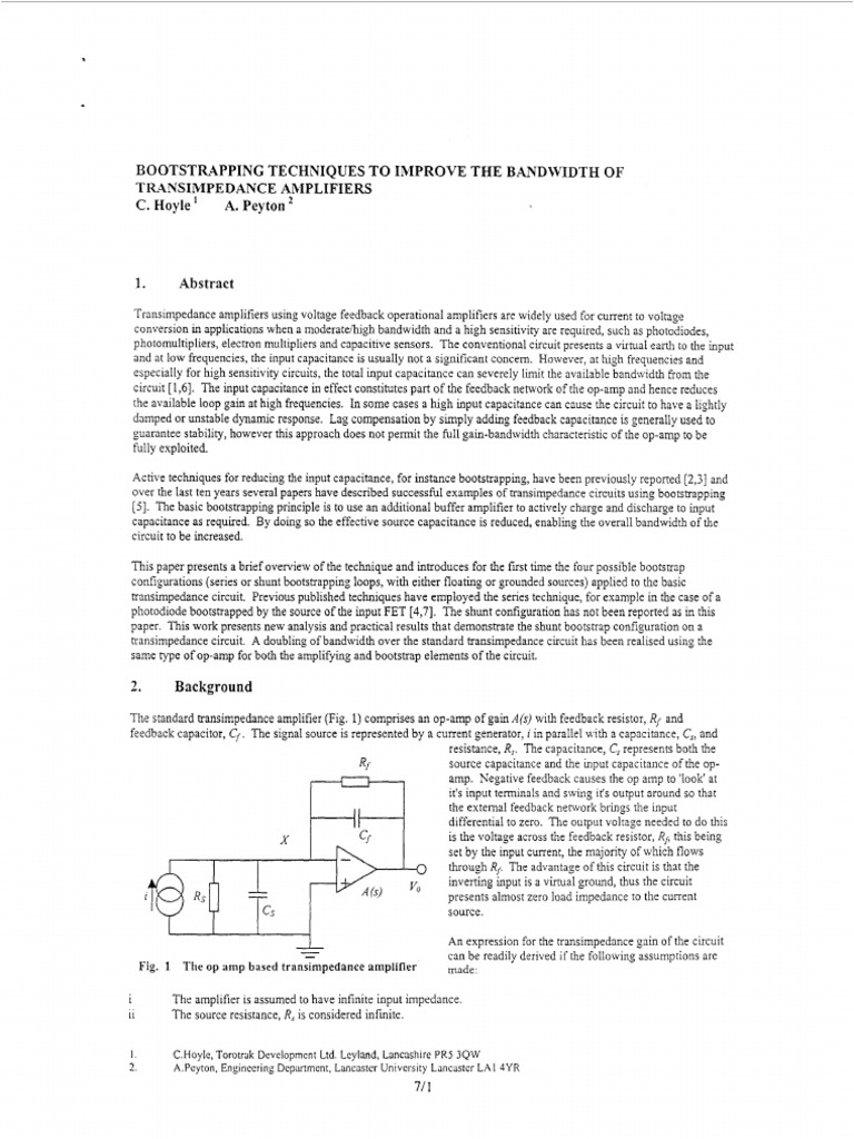 Bootstrap To Improve The Bandwidth of Transimpedance Amps | PDF ...